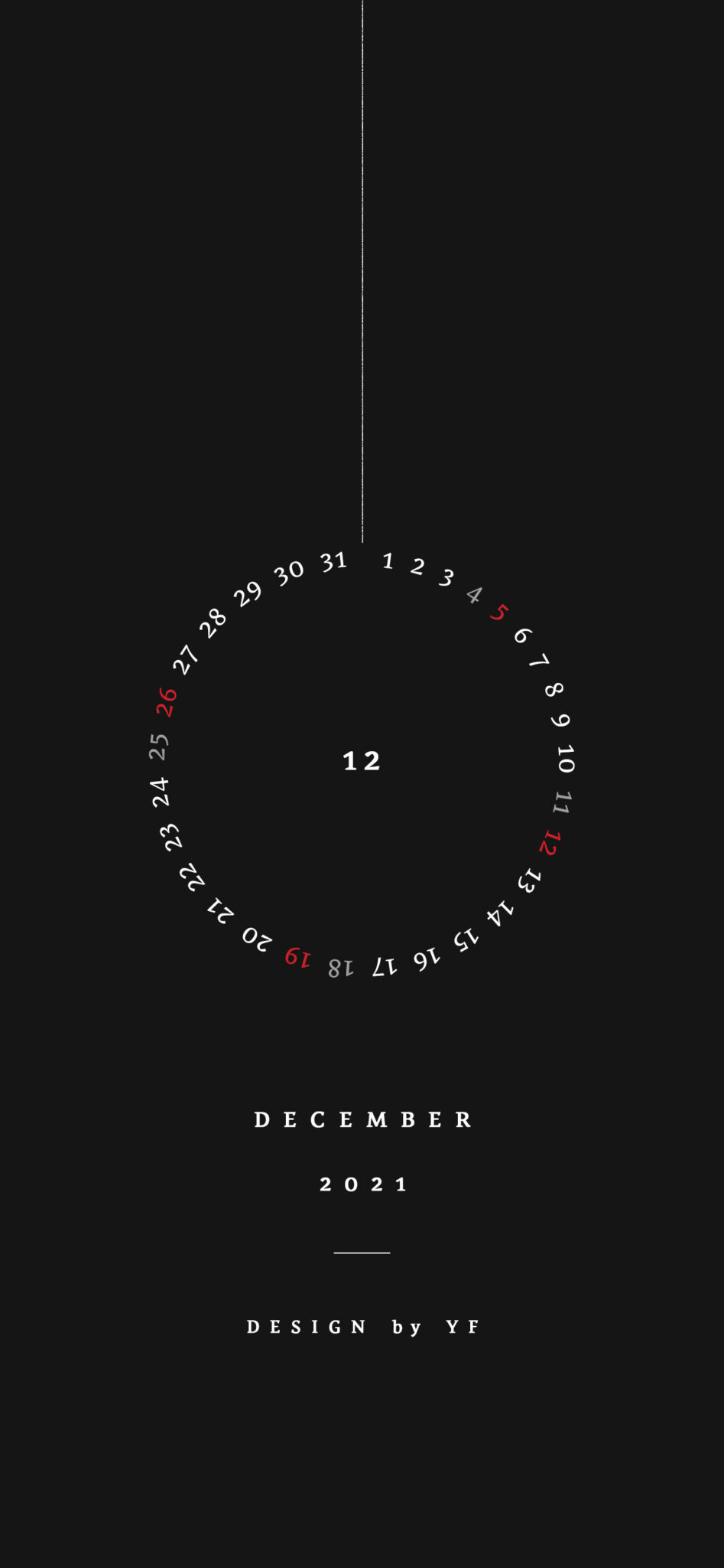 December 2021 Calendar Wallpaper for the iPhone. | DESIGNED by YF