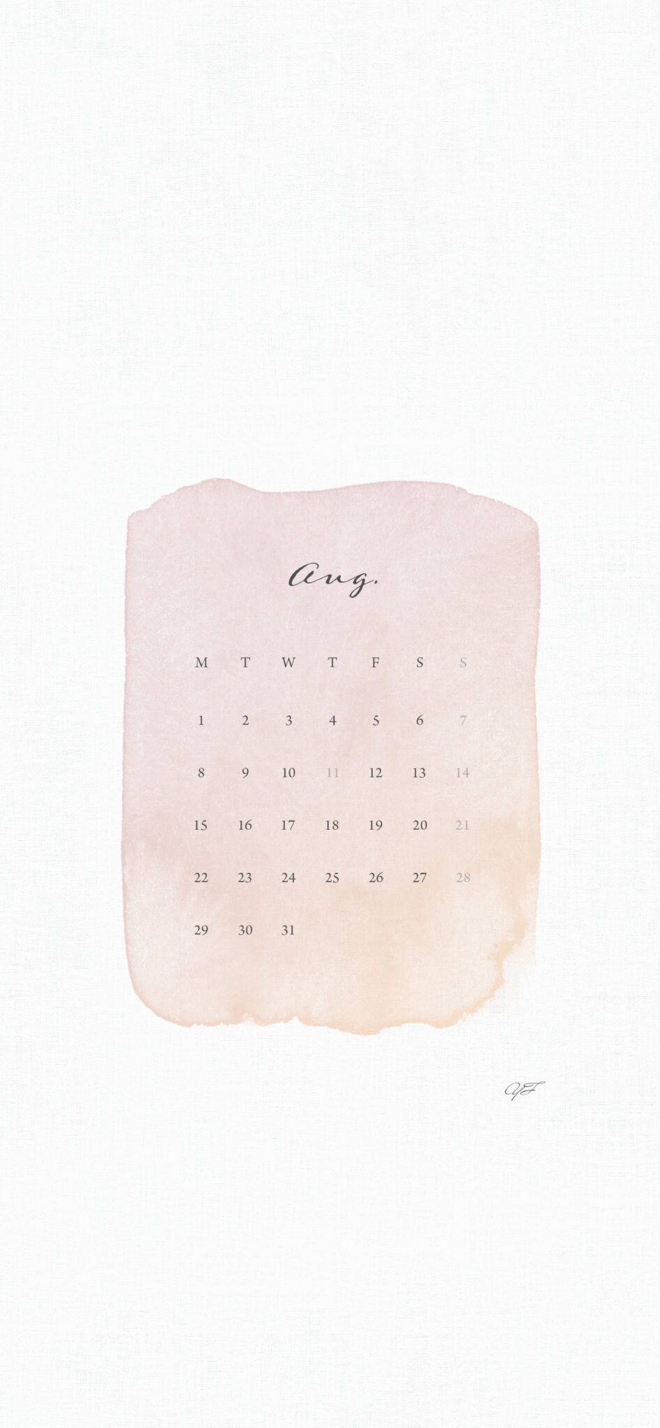 August 2022 Calendar Wallpaper for the iPhone. | DESIGNED by YF