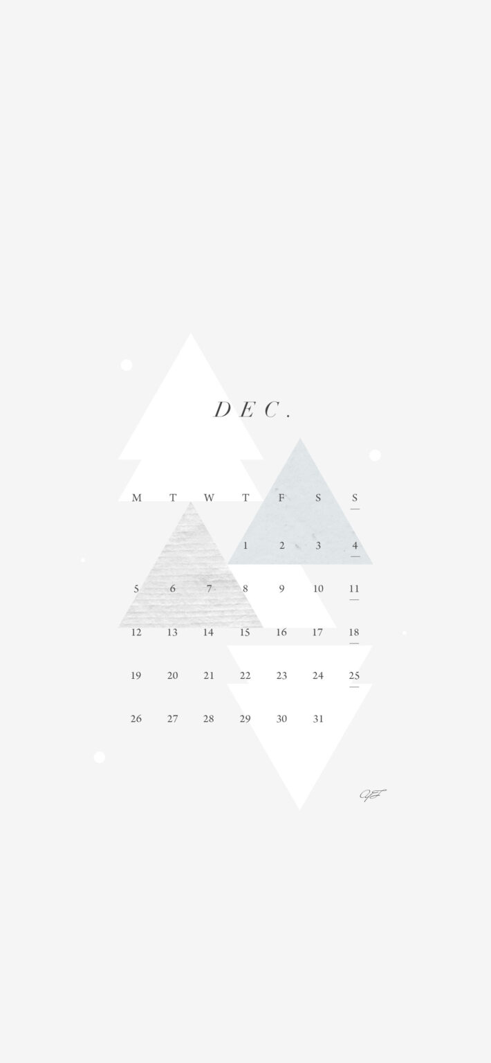 December 2022 Calendar Wallpaper for the iPhone. | DESIGNED by YF