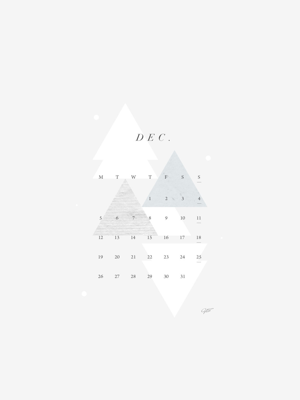 December 2022 Calendar Wallpaper for the iPad. | DESIGNED by YF