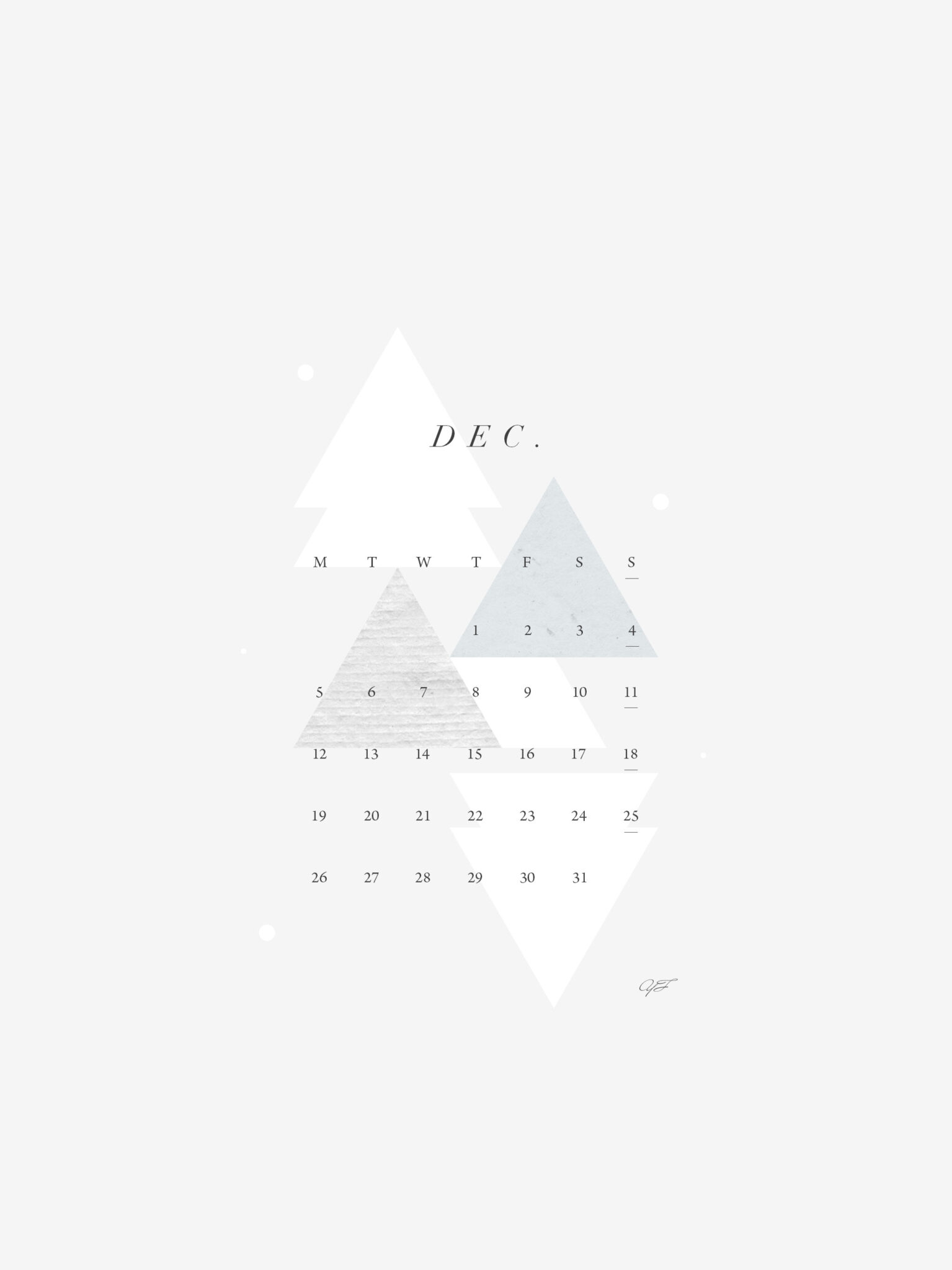 December 2022 Calendar Wallpaper for the iPad. | DESIGNED by YF